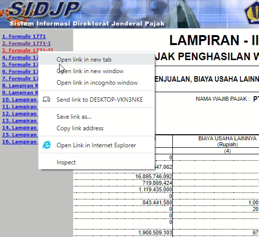 Cara nge-Print Lampiran II SPT PPh Badan dari SIDJP – e-Auditors Manual ...